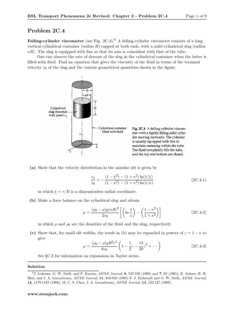 Problem 2C.4 | PDF | Buoyancy | Viscosity