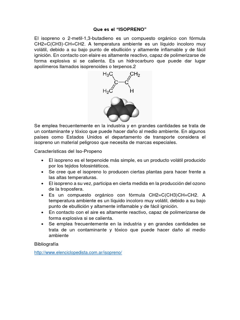 Isopreno: Composición y Usos Industriales | PDF | Química | Ciencias ...
