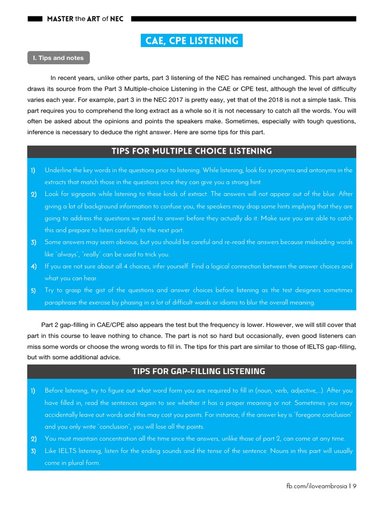 Mastering NEC Listening Techniques | PDF | Part Of Speech | Word