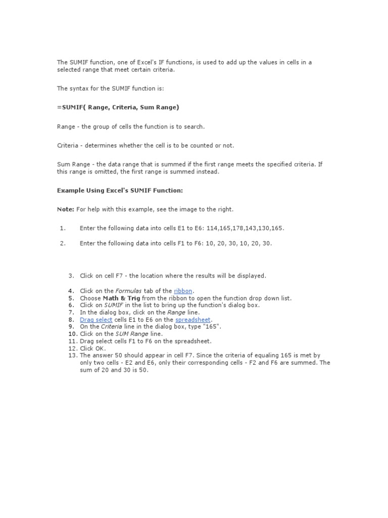 SUMIF Function PDF