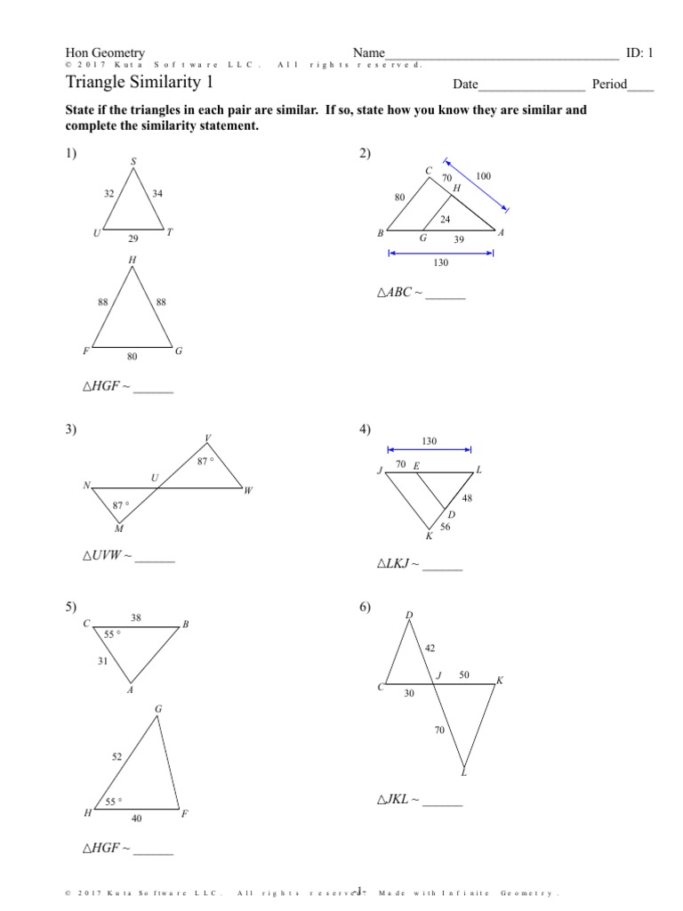 Triangle Similarity 1 2017 | PDF | Euclidean Geometry | Polytopes
