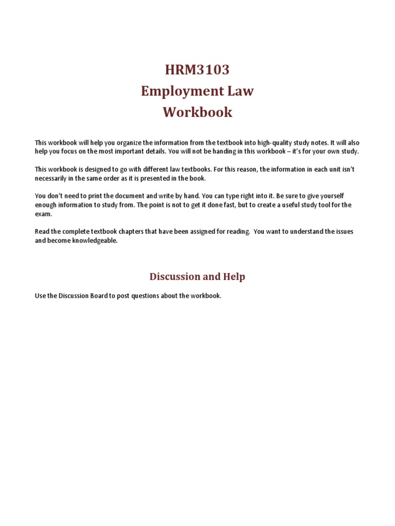 Workbook | PDF | Employment | Occupational Safety And Health