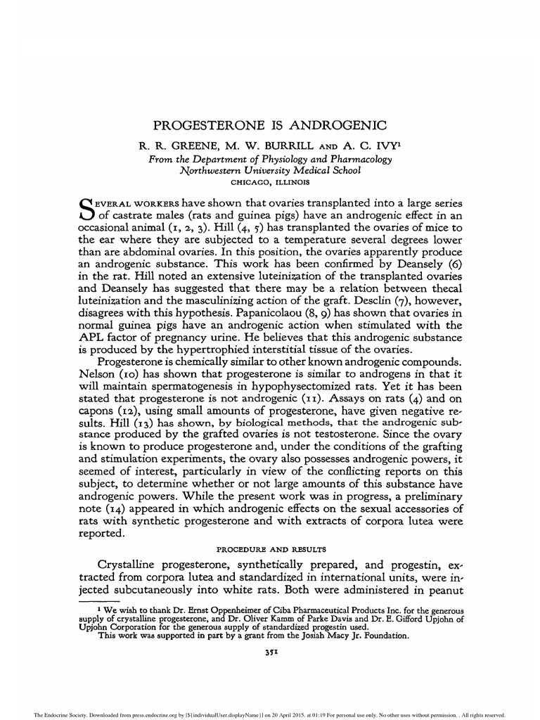 Progesterone Is Androgenic | Download Free PDF | Prostate | Androgen