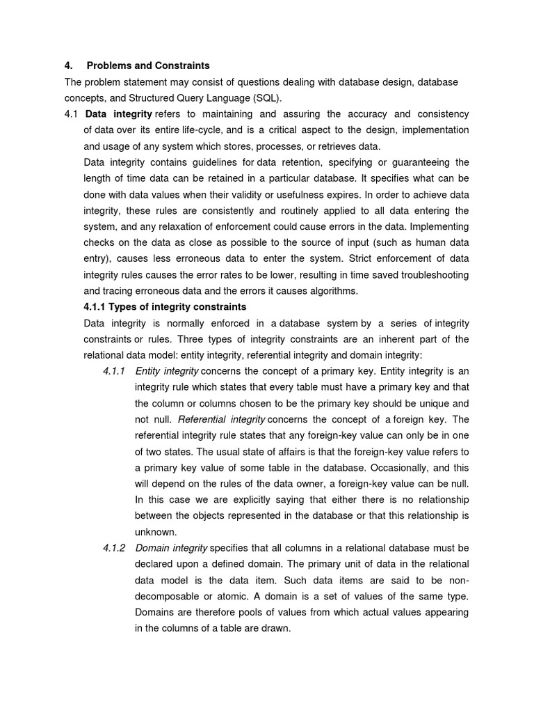 Problems and Constraints | PDF | Relational Database | Databases