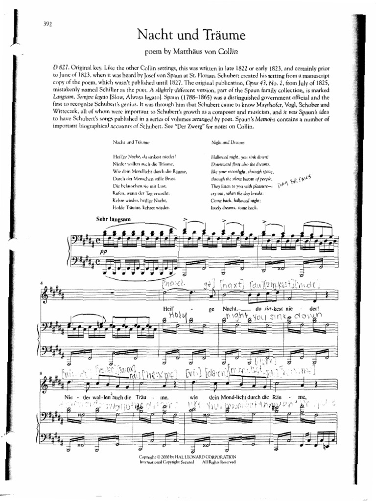 Nacht Und Traume | PDF | Franz Schubert | Music