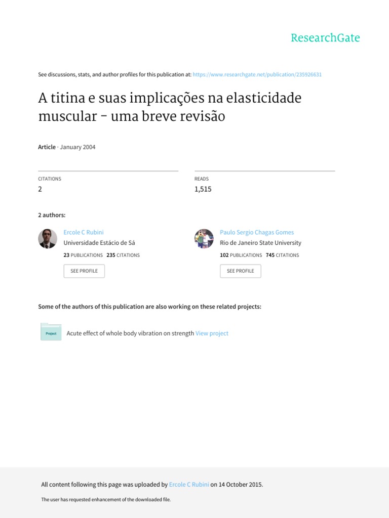 Titina | PDF | Flexibilidade (anatomia) | Biologia Celular