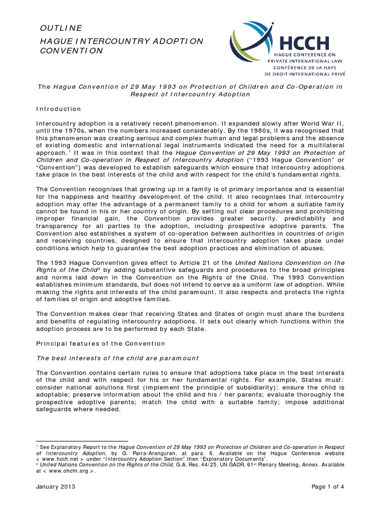 Outline Hague Intercountry Adoption Convention | Download Free PDF ...