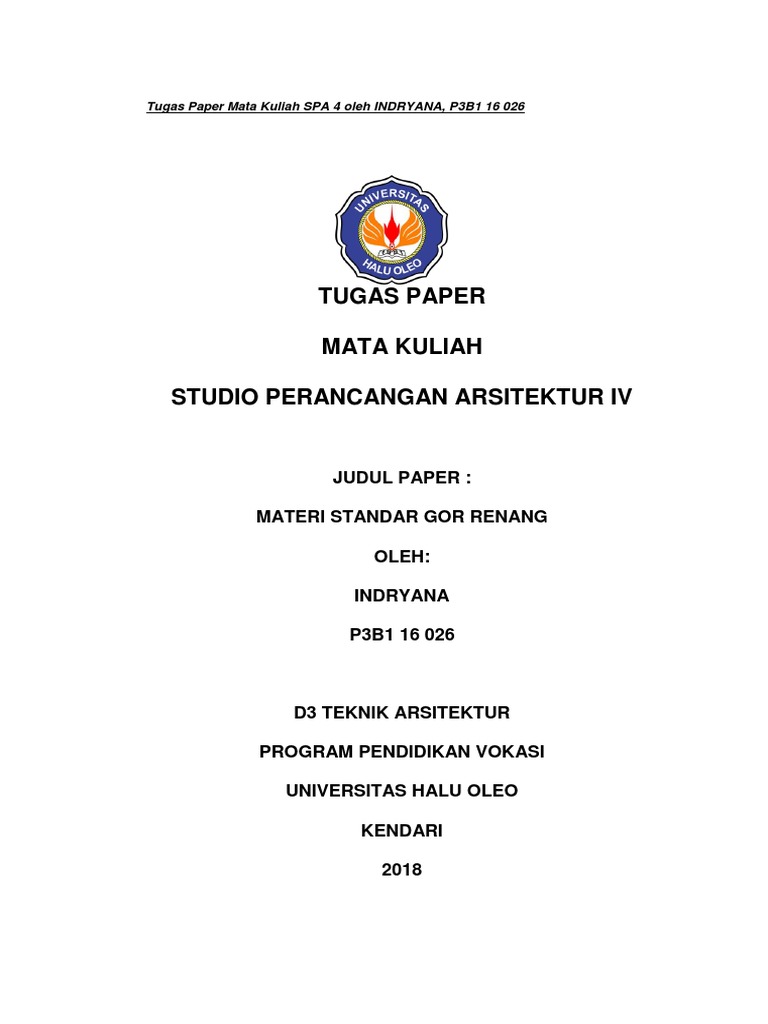Tugas Paper Mata Kuliah Studio Perancangan Arsitektur Iv | PDF