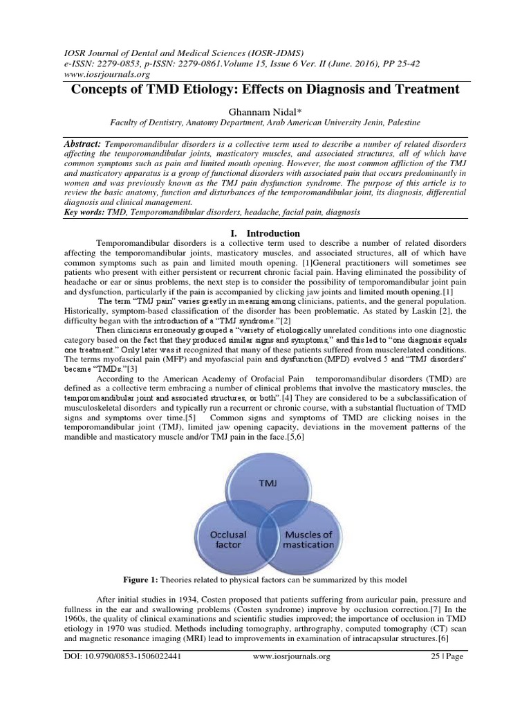 Concepts of TMD Etiology: Effects On Diagnosis and Treatment | PDF ...