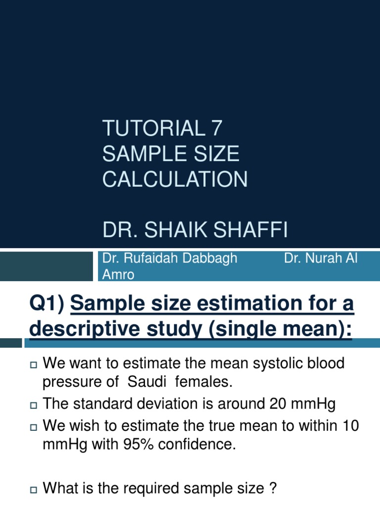 Sample Size Calculation | PDF | Sample Size Determination | Confidence ...