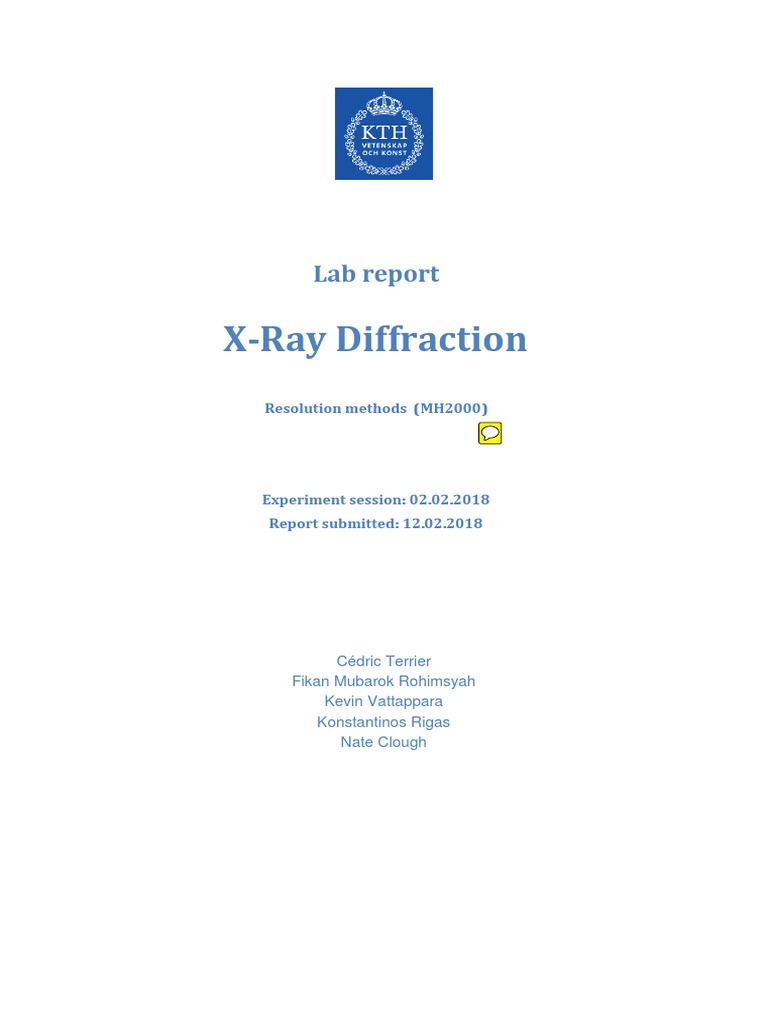 X-Ray Diffraction: Lab Report | PDF | X Ray Crystallography | Crystal ...