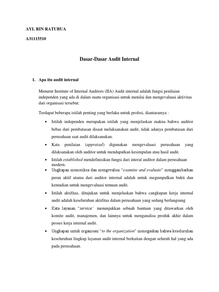 Audit Internal Bab 1 | PDF | Internal Audit | Accounting