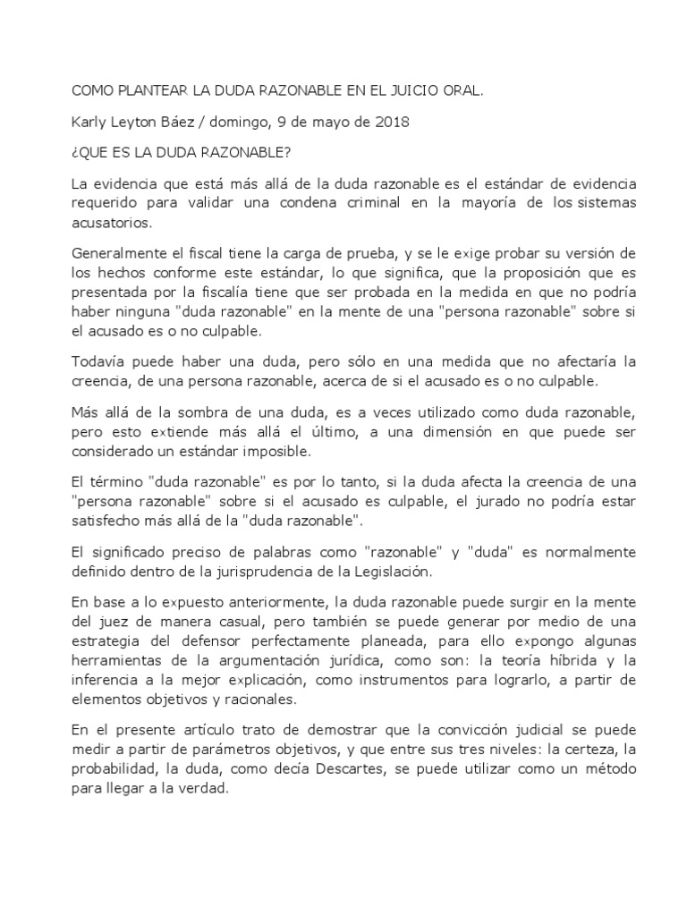 Estrategias para Sembrar Duda Razonable | PDF | Duda razonable ...
