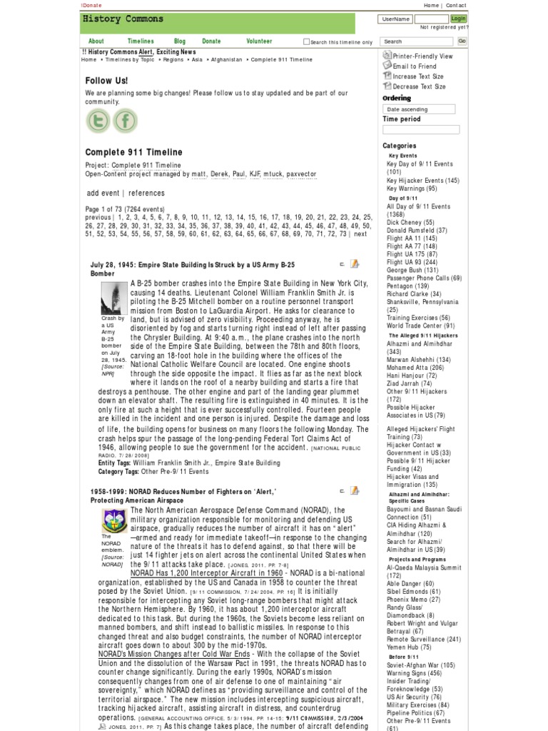 Complete 911 Timeline - 1 | PDF | September 11 Attacks | Wahhabism