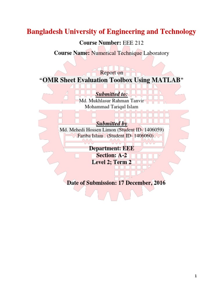 Omr Sheet Evaluation Toolbox Using Matlab Pdf Computing Software