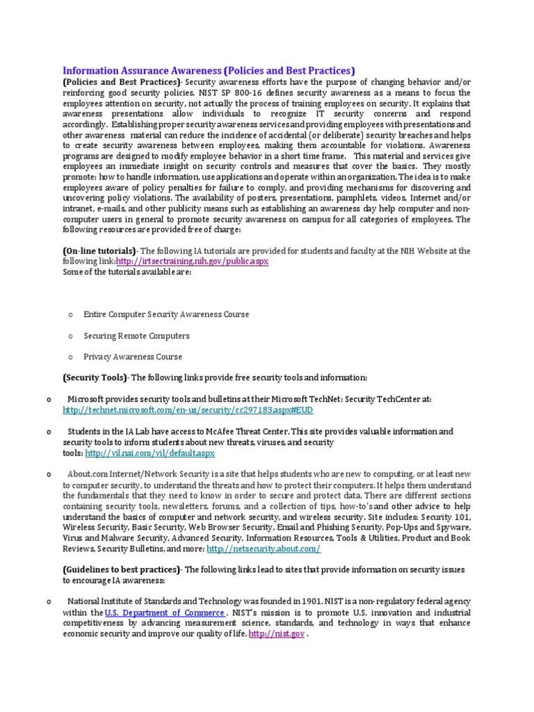 Information Assurance Awareness Guide | PDF | Computer Virus ...