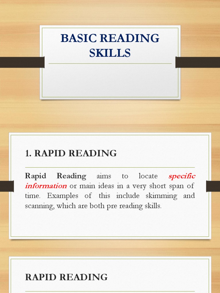 Basic Reading Skills | Download Free PDF | Speed Reading | Truth