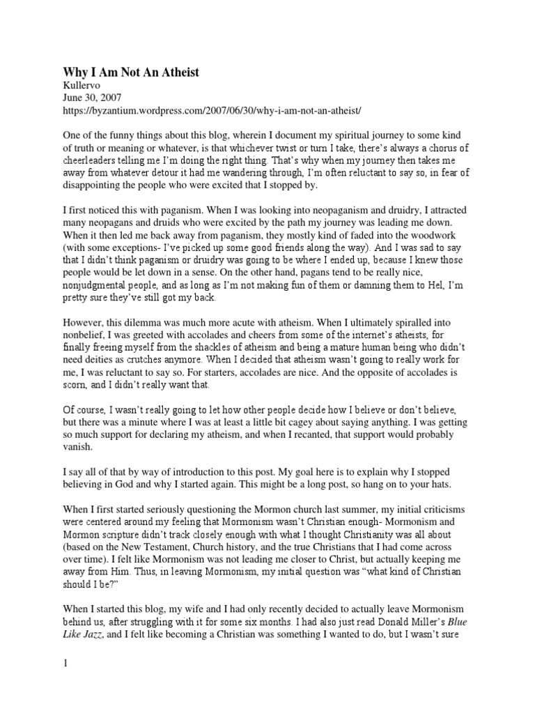 Why I Am Not An Atheist | PDF | Atheism | Mormonism