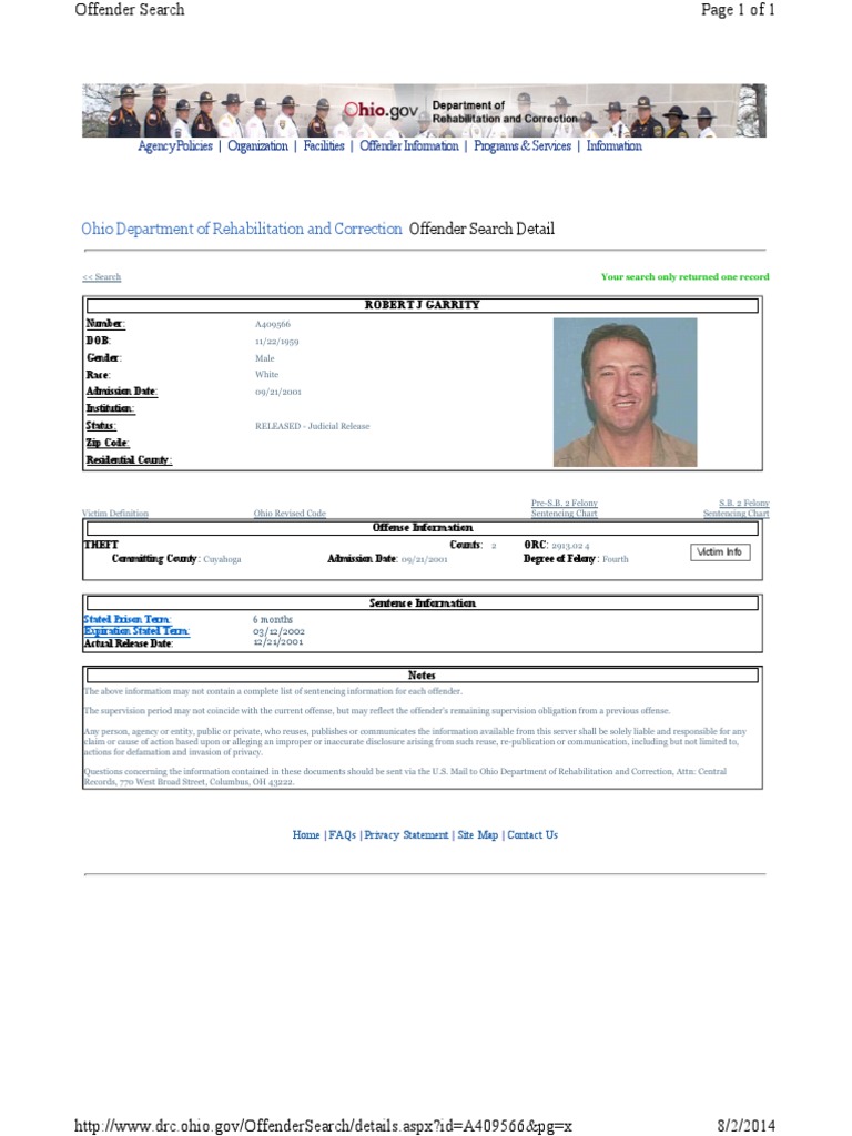 Robert Garrity Prison Record | PDF | Privacy | Crime & Violence