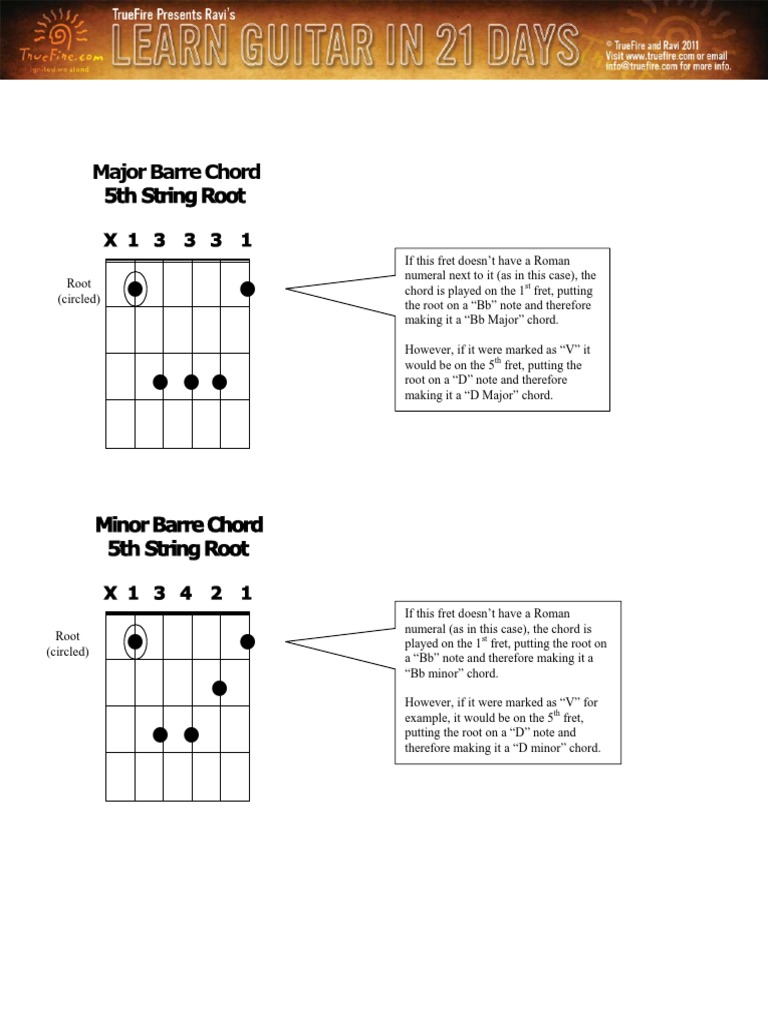 Major Barre Chord 5th String Root | PDF | Chord (Music) | Irish Musical ...