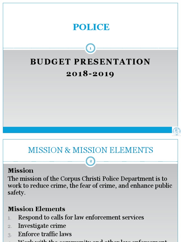 Presentation - Police Department Budget FY 2018-2019 | Police | Budget