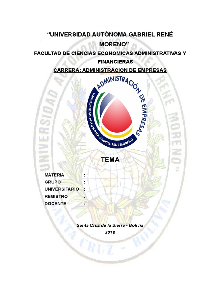 Caratula Carrera Administración de Empresas - UAGRM | PDF