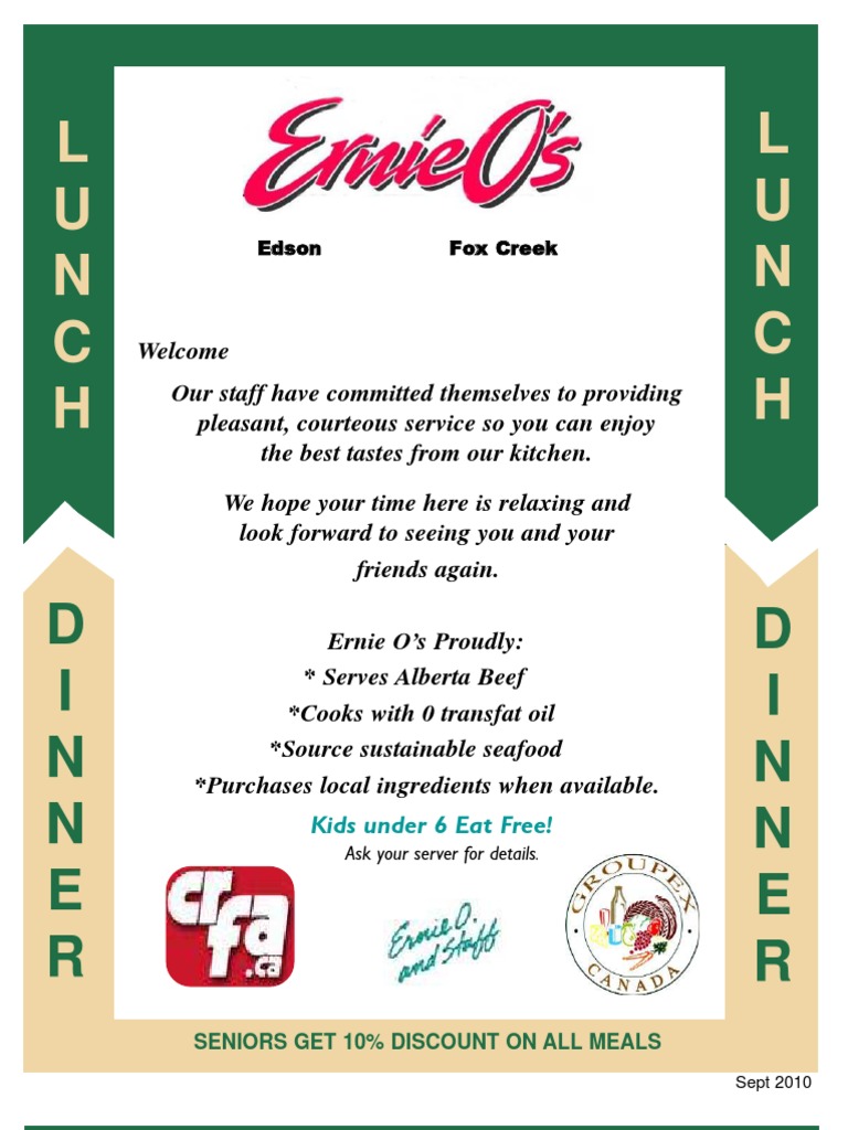 2010 Lunch Dinner Menu | PDF | Salad | Hamburgers