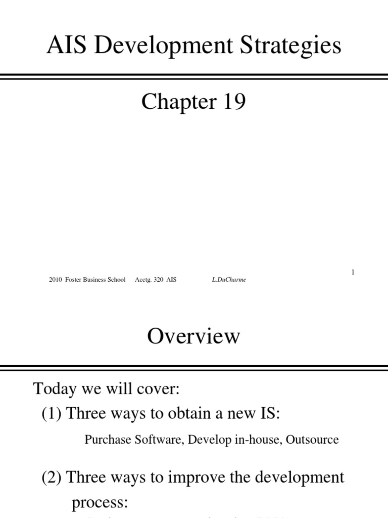 Ais Development Strategies: 2010 Foster Business School Acctg. 320 Ais ...