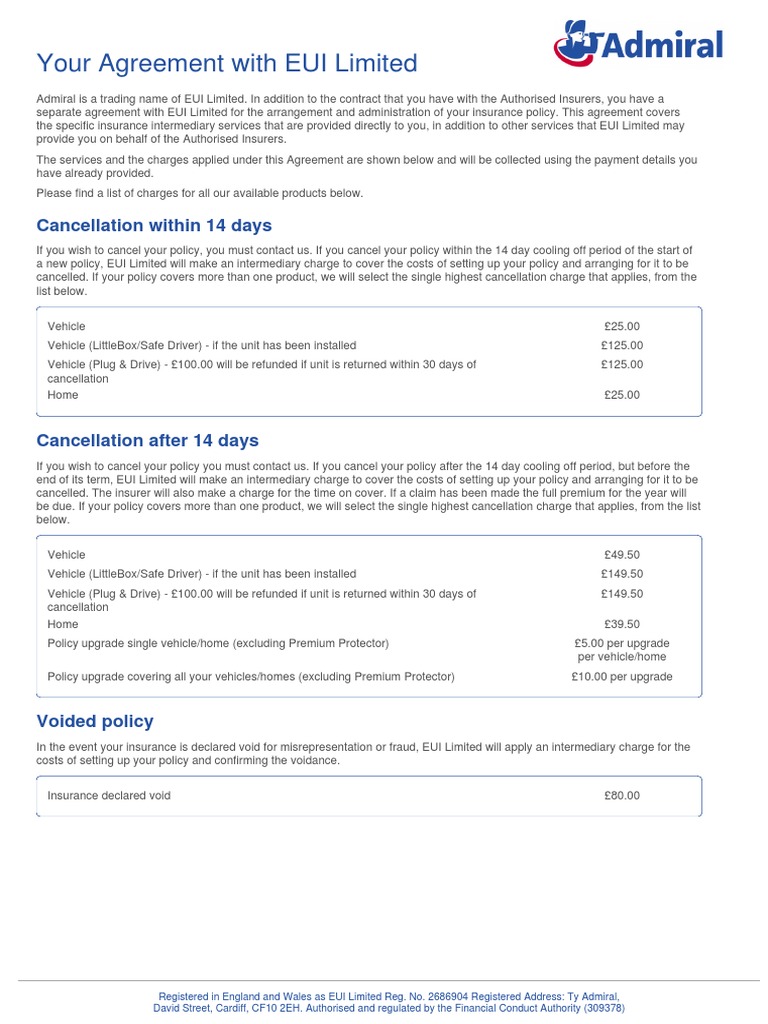 Your Agreement With EUI Limited | PDF | Insurance | Services (Economics)