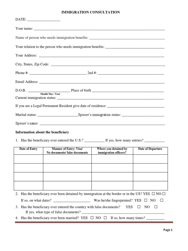 Name of Person Who Needs Immigration Benefits | PDF | Permanent ...
