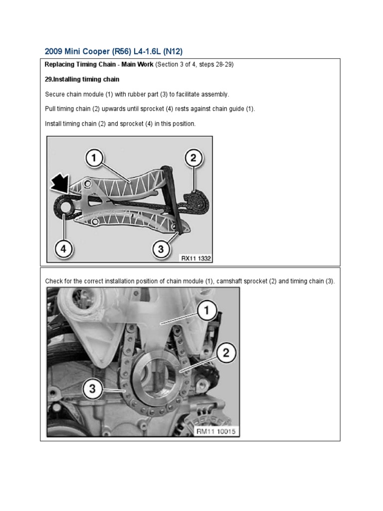 R56 Mini Cooper Timing Chain Repair | PDF | Screw | Nut (Hardware)