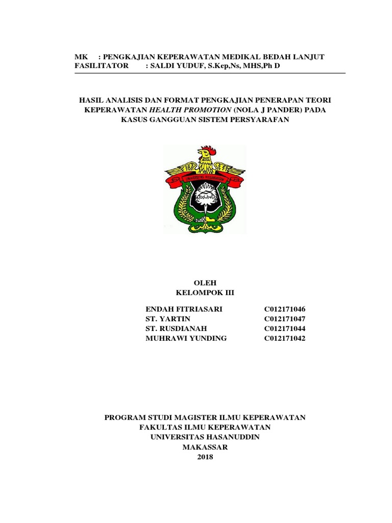 Aplikasi Teori Nola J Pender PDF | PDF