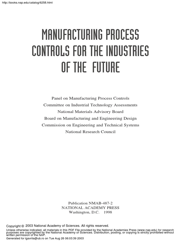 Manufacturing Process Controls For The Industries of The Future | PDF ...
