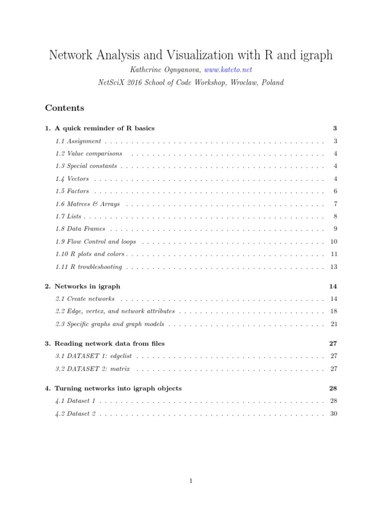 R and igraph Guide for Network Analysis and Visualization | PDF ...