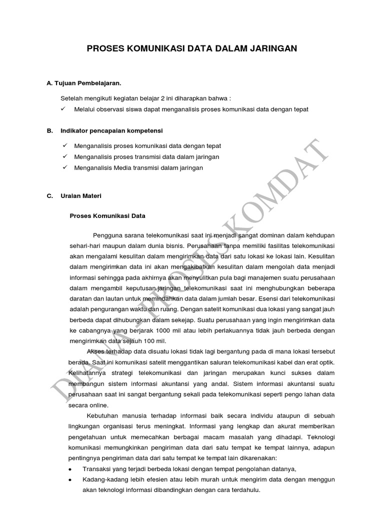 Proses Komunikasi Data Dalam Jaringan | PDF