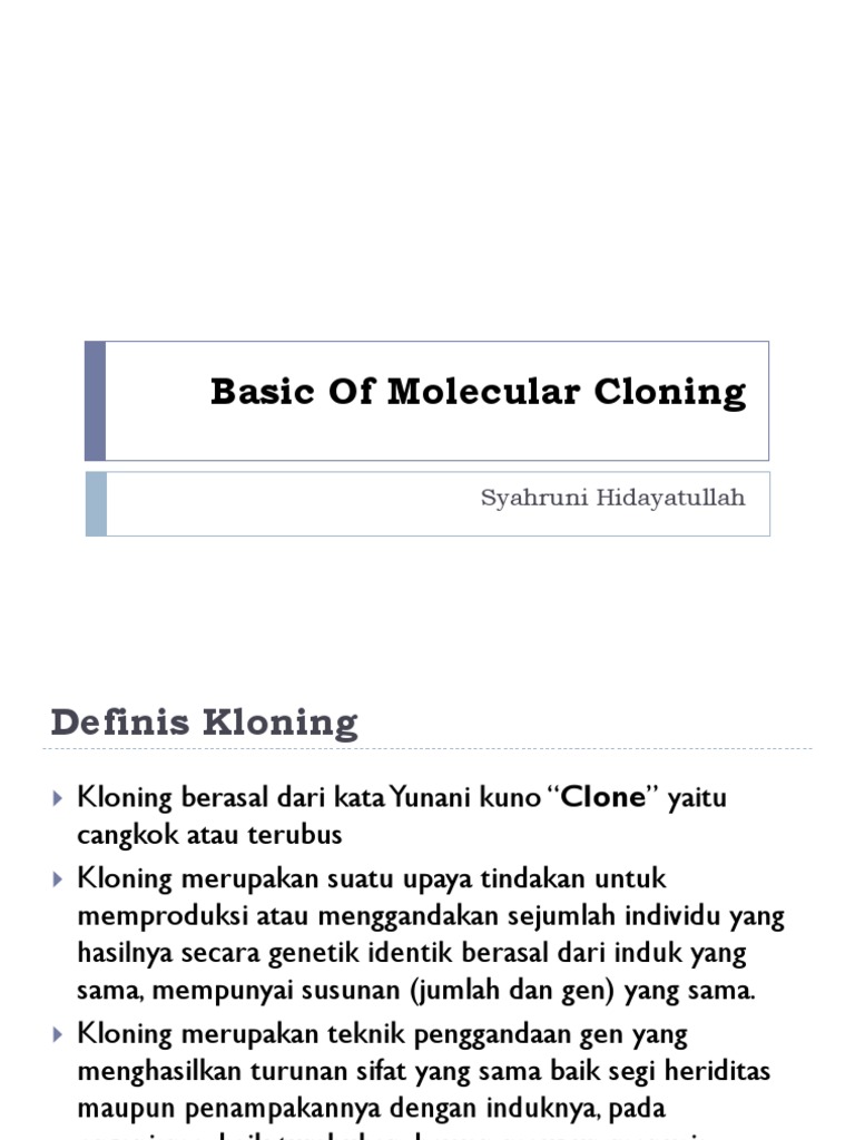 Basic of Molecular Cloning | PDF