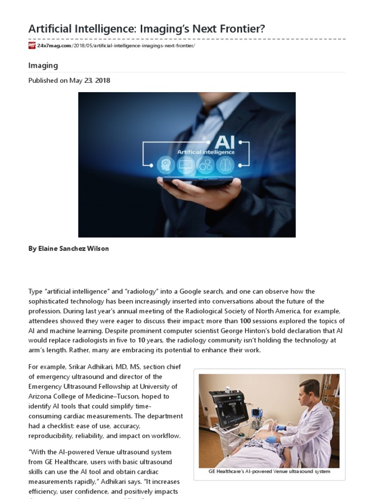 Artificial Intelligence - Imaging's Next Frontier | PDF | Radiology ...