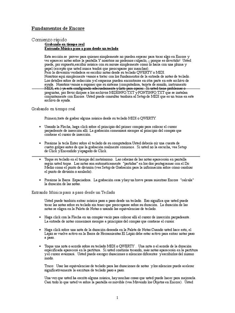 Manual de Encore 4.2 | PDF | Notación musical | Tempo