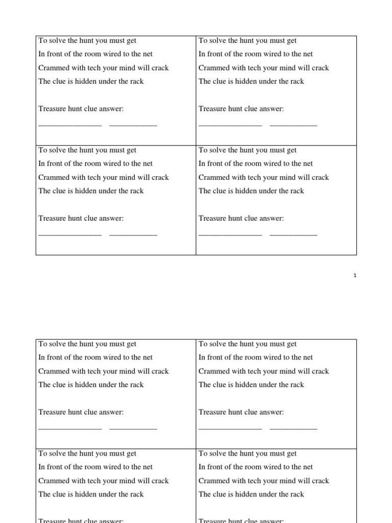 School Treasure Hunt Clues and Answers | PDF | Home & Garden