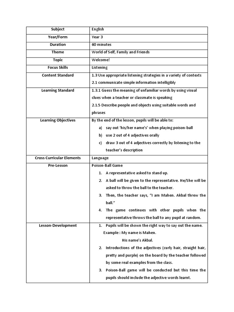 Lesson Plan Listening | PDF | Lesson Plan | Pedagogy