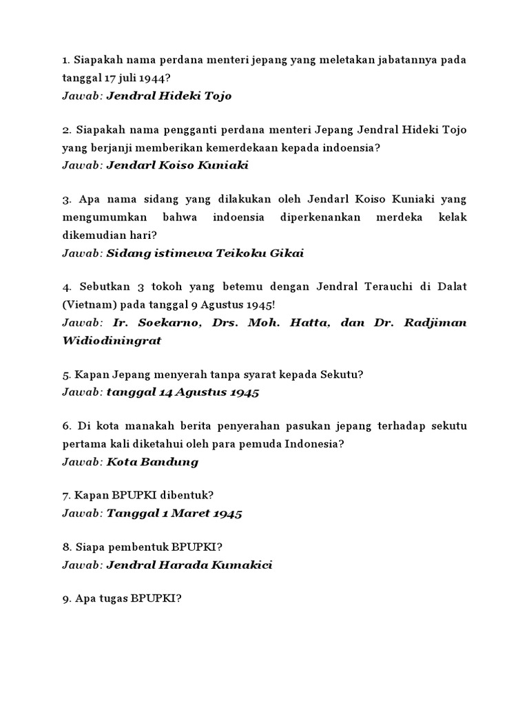 Tugas dan Sejarah BPUPKI-PPKI | PDF