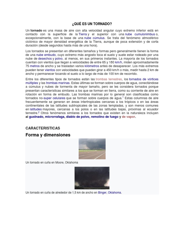 Características y definición de tornados | PDF | Tornados | Fenómenos ...