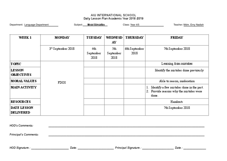 Lesson Plan - Moral Education | Download Free PDF | Pedagogy | Behaviorism