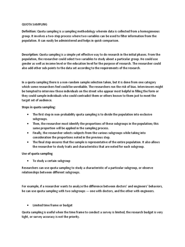 Quota Sampling | PDF | Sampling (Statistics) | Scientific Method