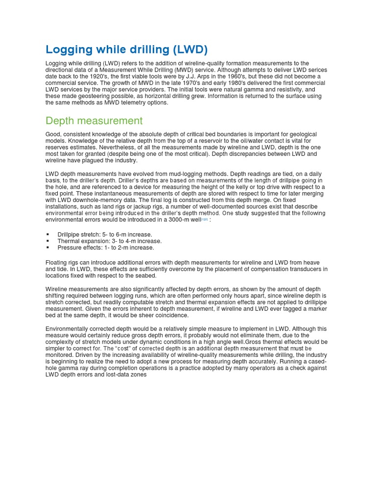 Accurate Depth Measurement in Logging While Drilling: Overcoming ...