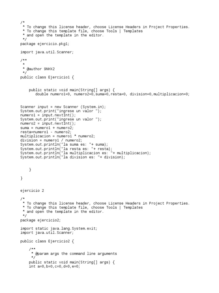5 Ejercicios de Java | PDF | Plataforma Java | Plataformas de computación