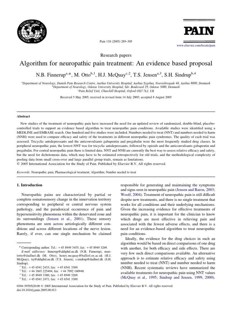 Algorithm For Neuropathic Pain Treatment | PDF | Analgesic | Peripheral ...