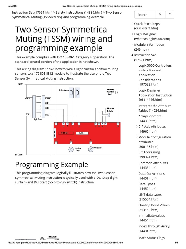 Two Sensor Symmetrical Muting (TSSM) Wiring and Programming Example ...