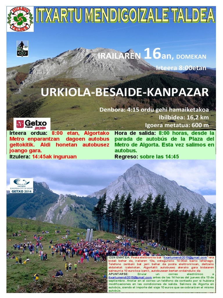 Excursión Urkiola-Besaide-Kanpazar | PDF