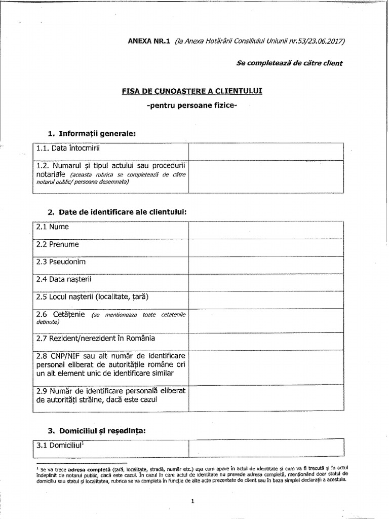 Fisa Clientului Persoane Fizice